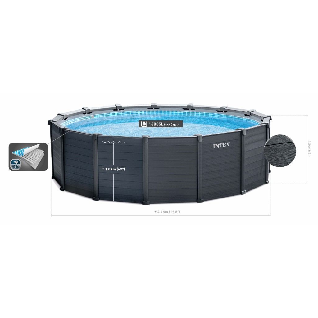 Intex Intex Graphite Grey Panel Pool 4.78 x 1.24M 26384 - Idyllic Outdoors