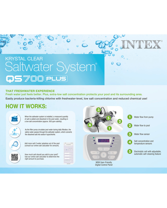 Intex Pool Salt Chlorinator for Above Ground Pool 7g/hour QS700 26688 ...